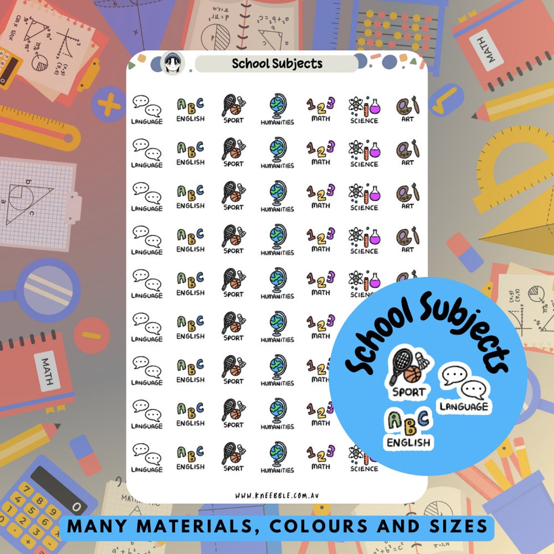 School Subject Stickers, Class Stickers, Academic Planner Stickers ...