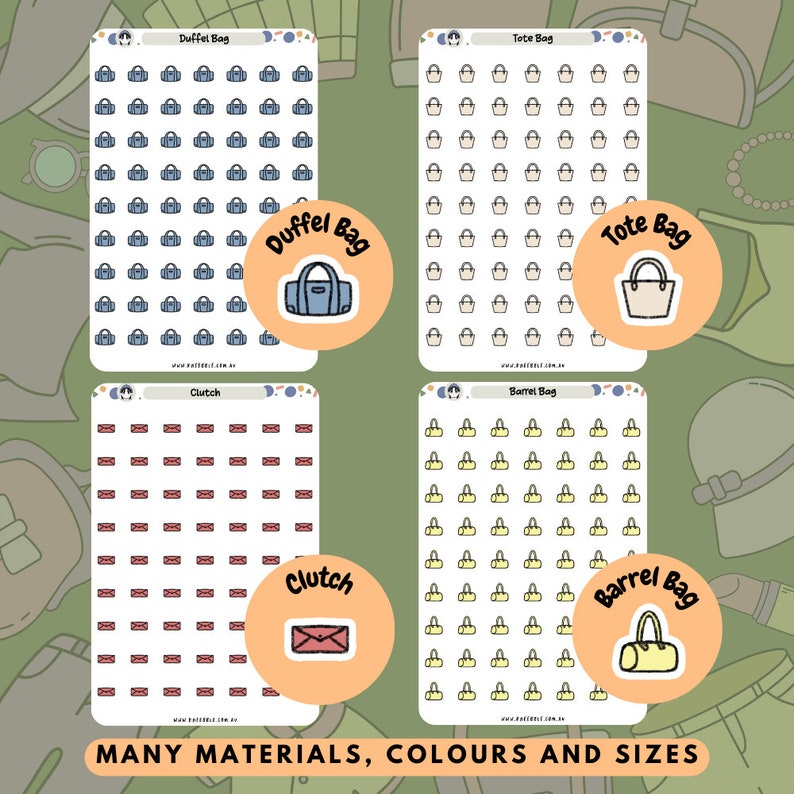 Bag Stickers, Backpack Stickers, Fashion Stickers, Accessory Planner ...