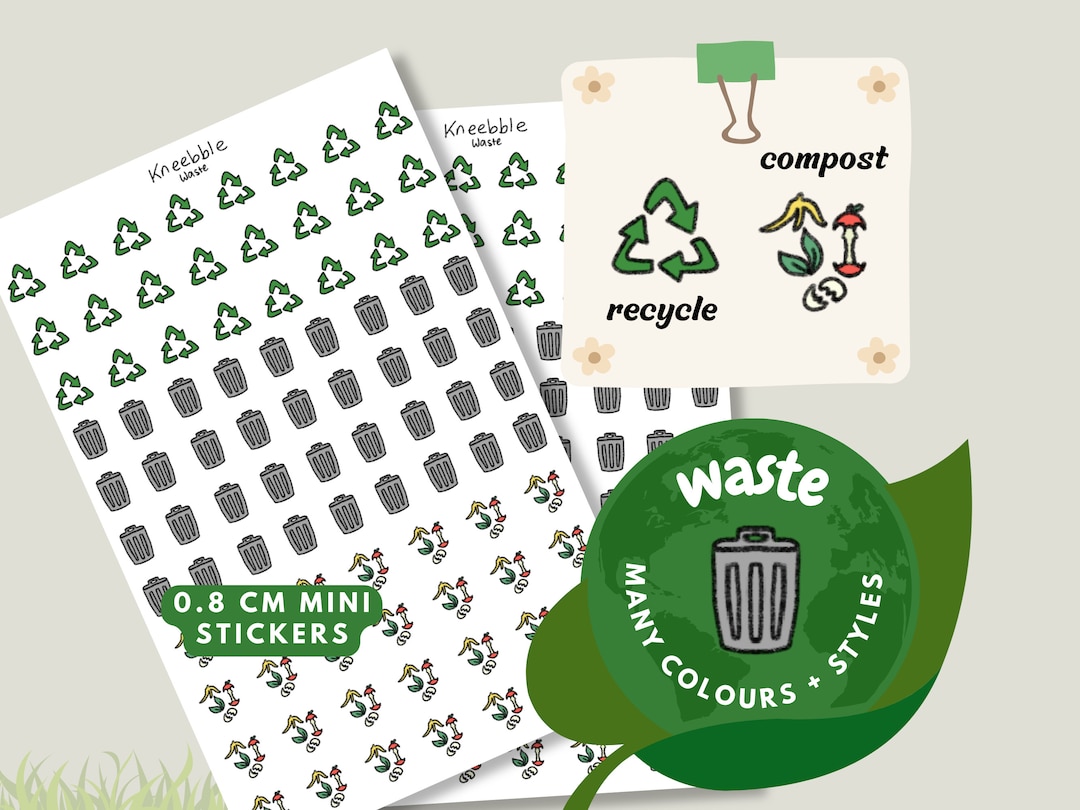 Waste Stickers Recycle Stickers Compost Sticker Sheet - Etsy