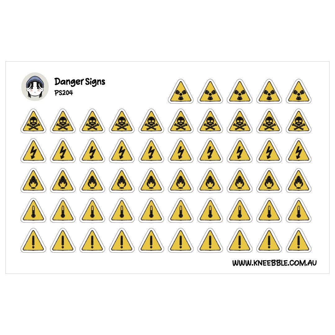 Danger Hazard Sign Stickers - Toxic, High Voltage, Radioactive ...