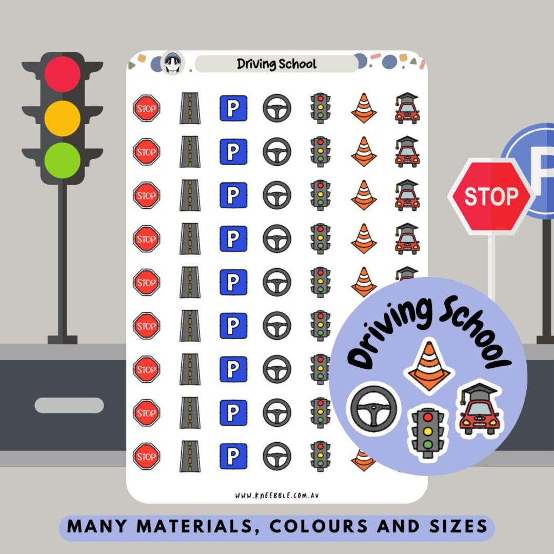 Driving School Planner Stickers, Learn License Practice Road Test ...