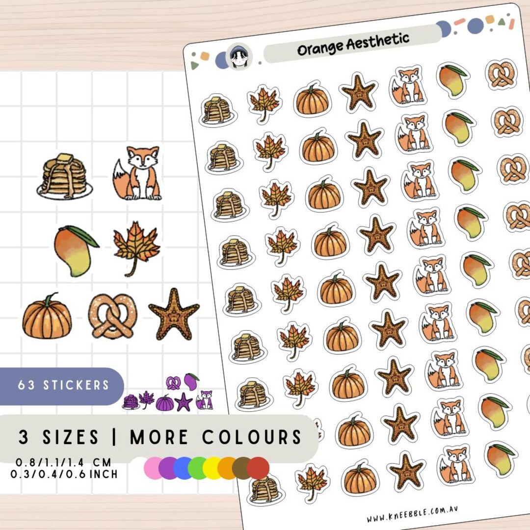 Orange Aesthetic Theme Planner Stickers, Citrus Warm Sunset Adhesives ...