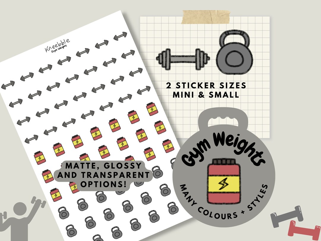 Gym Weight Stickers, Exercise Stickers, Dumbbell Sticker, Kettlebell ...
