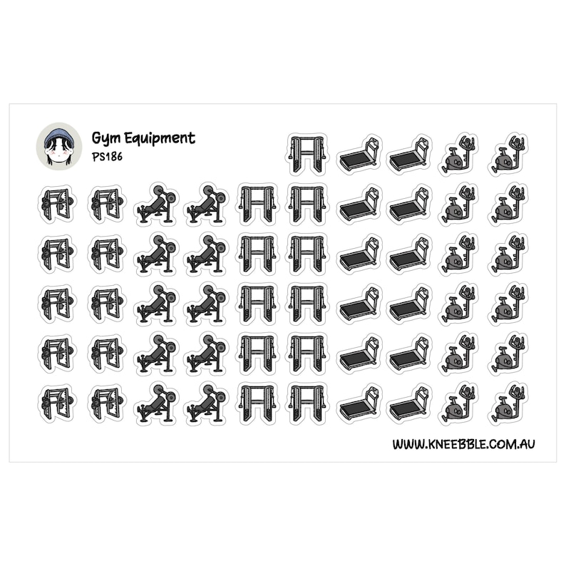 Exercise Tracker Stickers: Gym Machines and Weights for Planners - Etsy