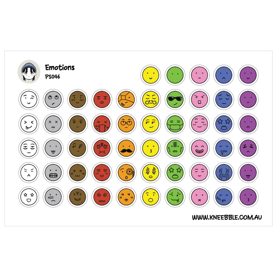 Emoji Sticker Sheet, Emotion Faces, 49 Styles Mini to Large Sizes - Etsy