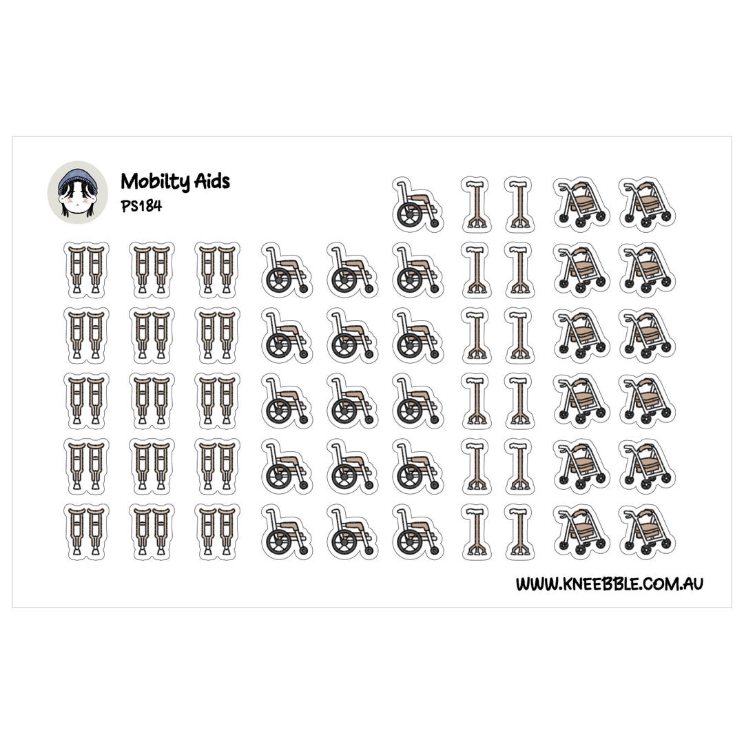 Mobility Aid Planner Stickers - Wheelchair, Cane, Crutches Labels - Etsy