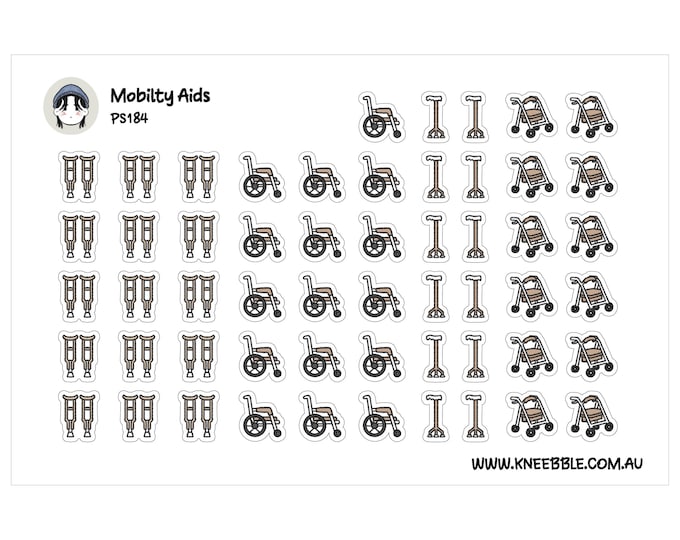 Mobility Aid Planner Stickers - Wheelchair, Cane, Crutches Labels - Etsy