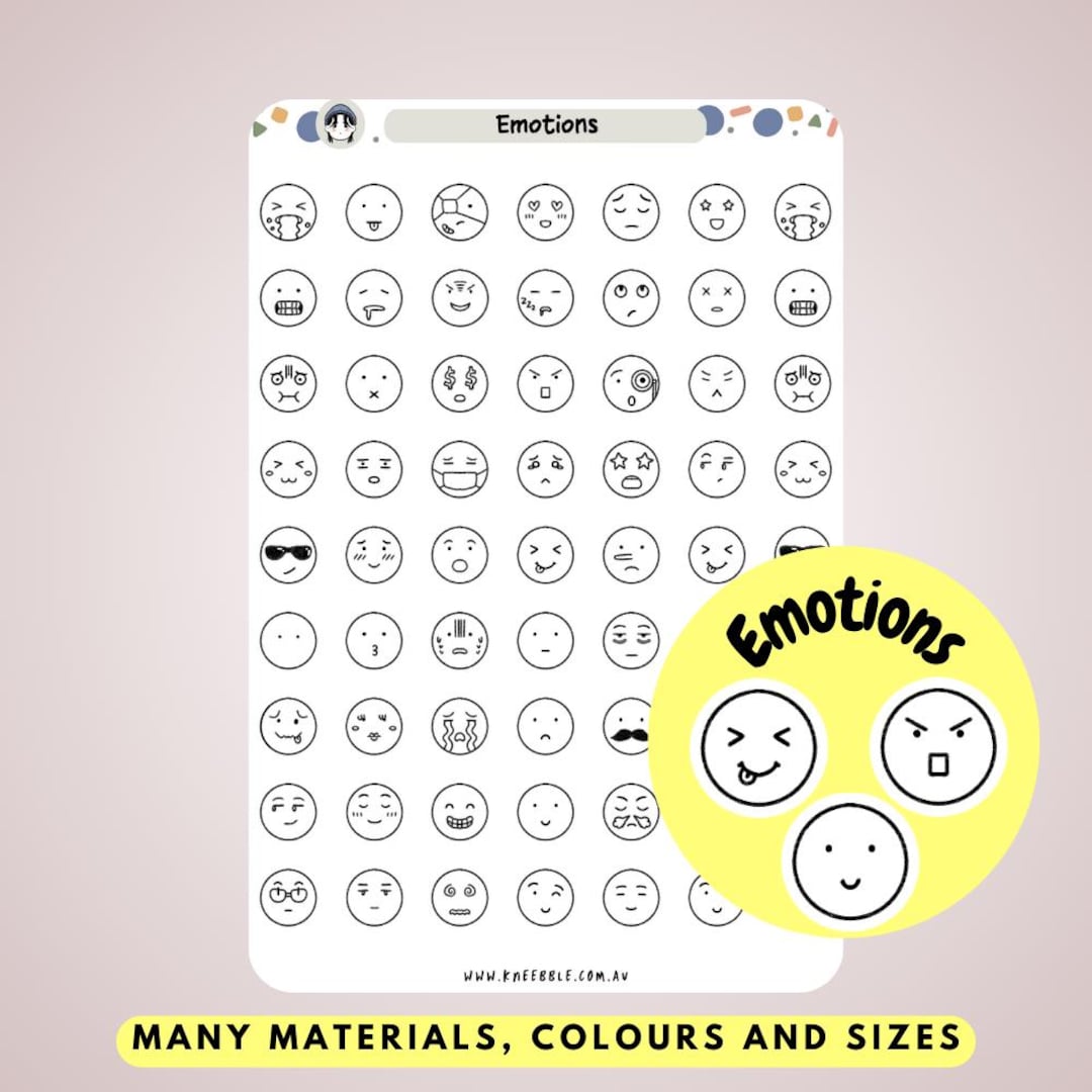 Emotion Planner Stickers, Emoticon Sticker Sheet, Face Emoji Sticker ...