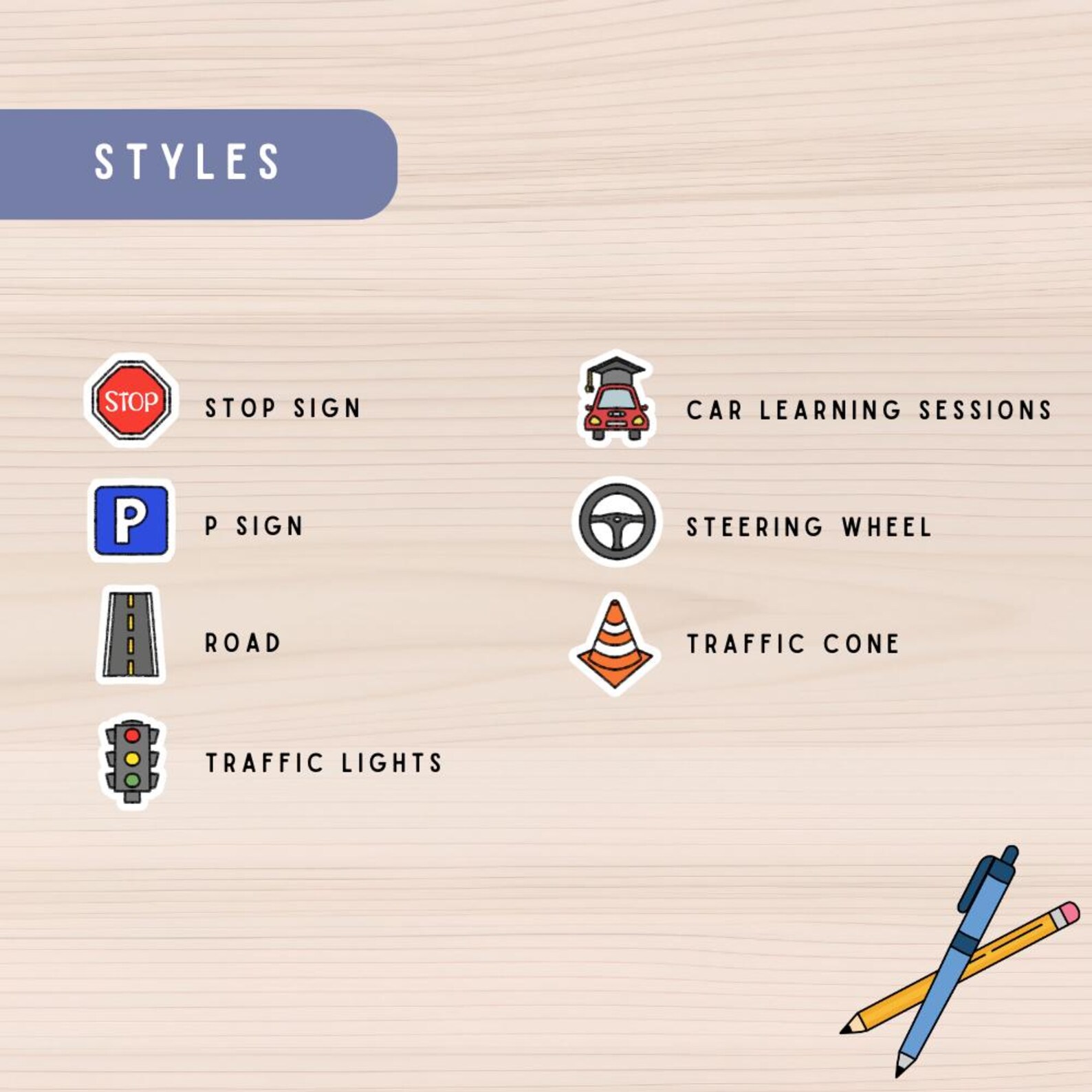 Driving School Planner Stickers, Learn License Practice Road Test ...