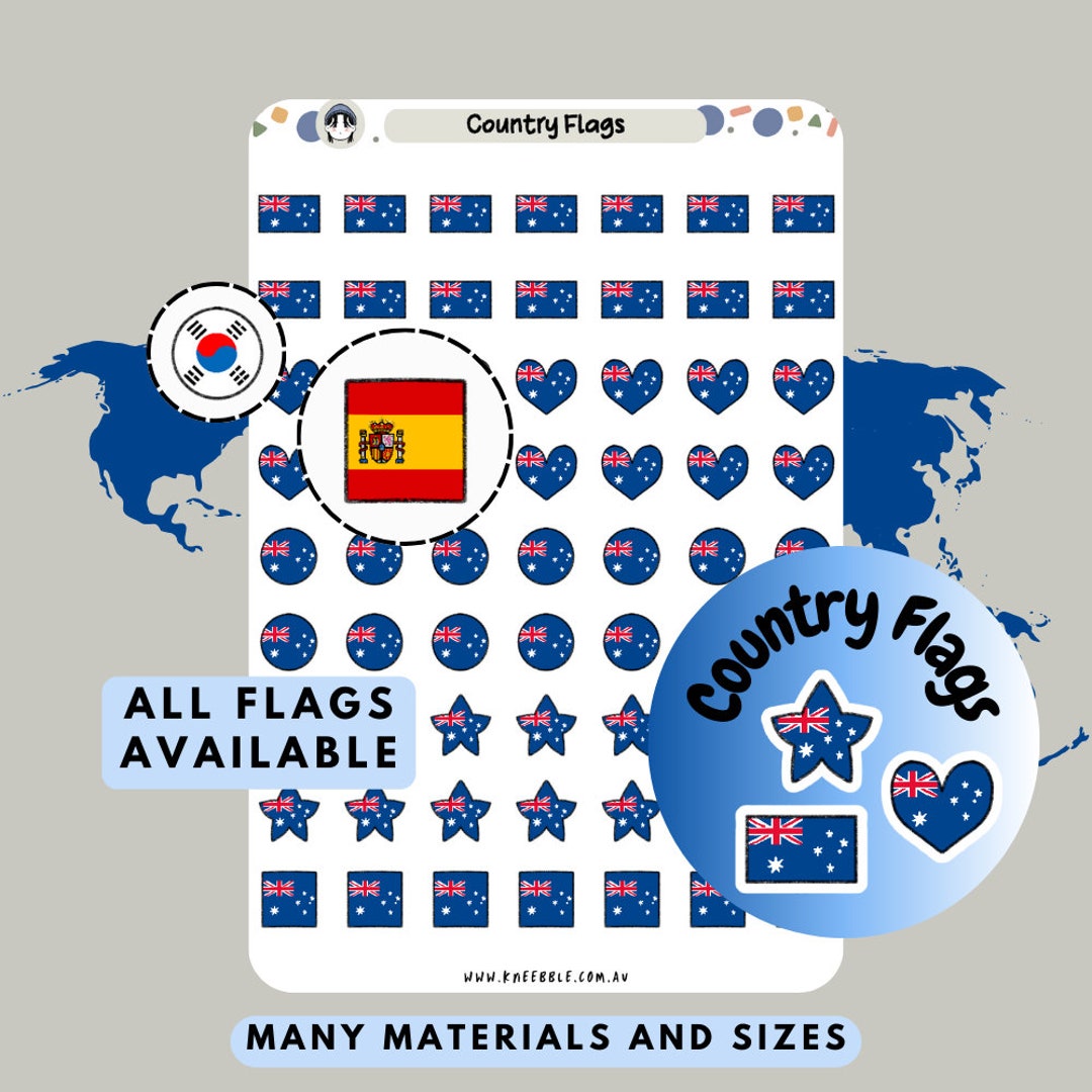 Country Flag Stickers, World Flags Sticker Sheet, National Flags, Great ...
