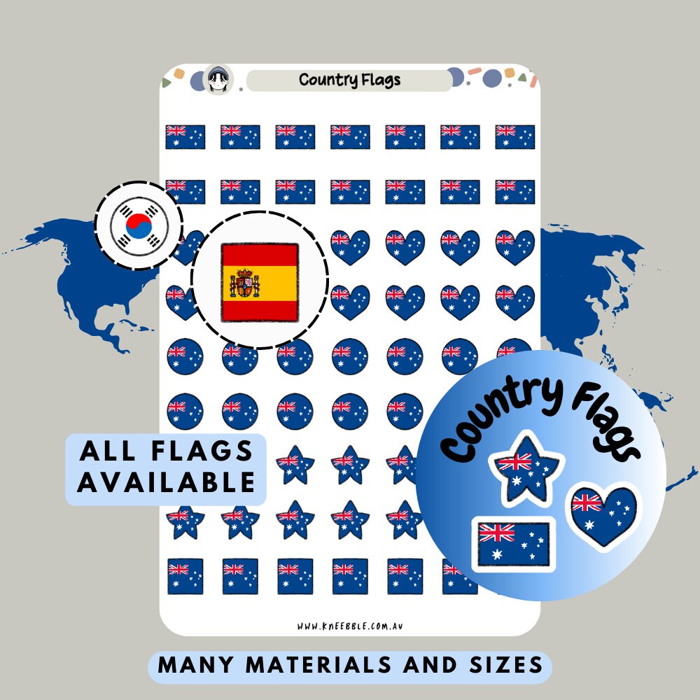 Country Flag Stickers, World Flags Sticker Sheet, National Flags, Great ...