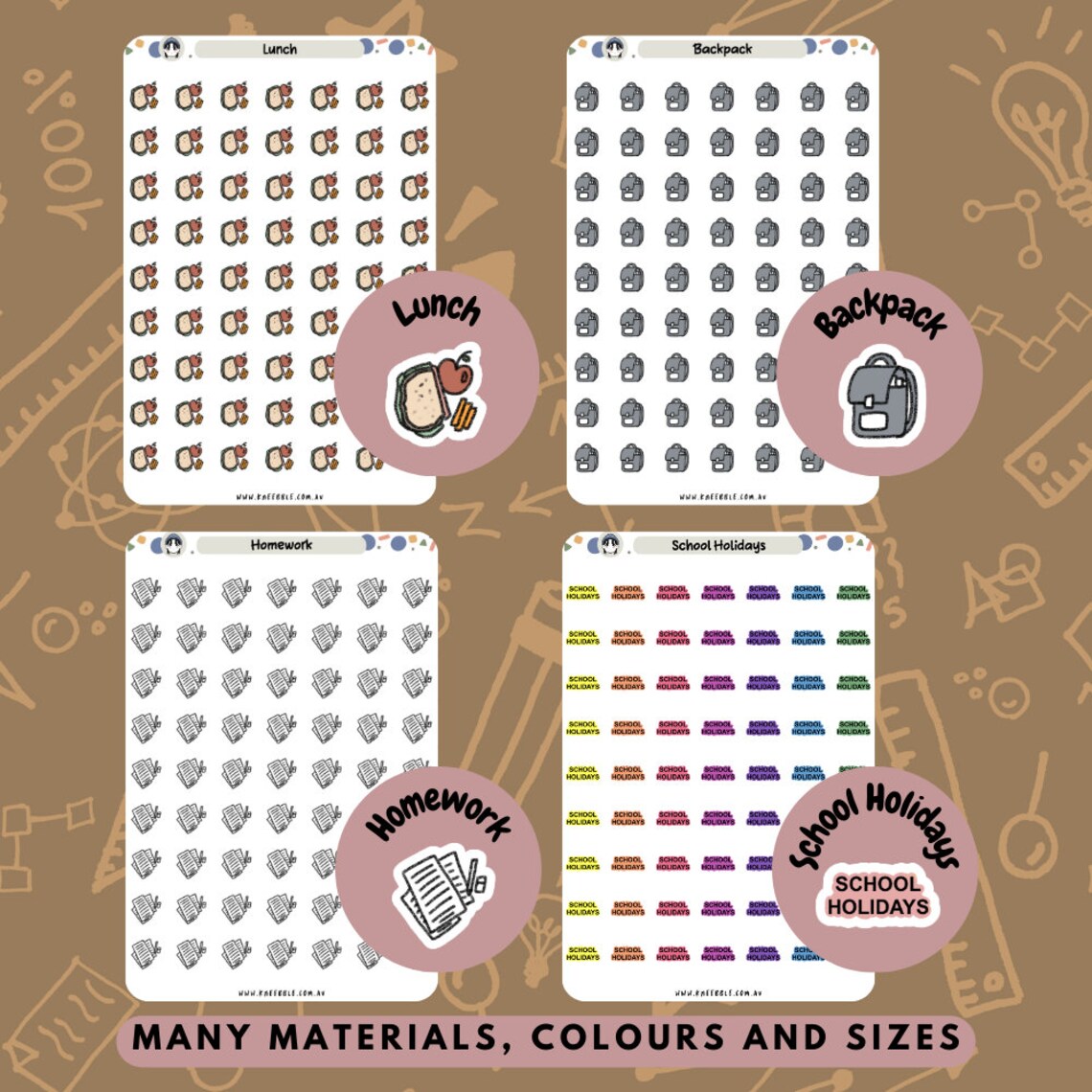 School Stickers, Study Diary Planner, Homework Exams Subjects, Teacher ...