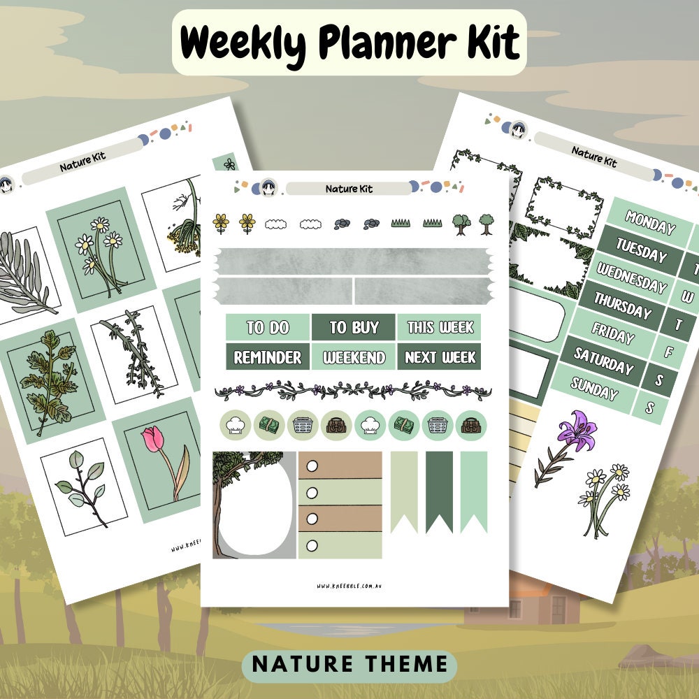 Weekly Planner Nature Kit, Nature Environment Planner Stickers, Task ...