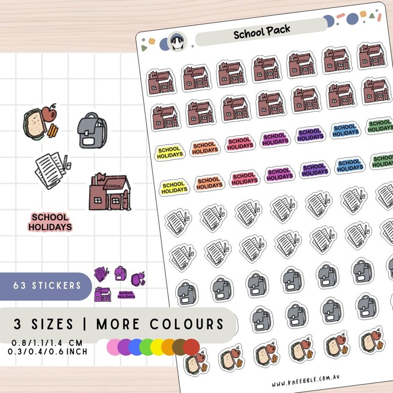 School Stickers, Study Diary Planner, Homework Exams Subjects, Teacher ...