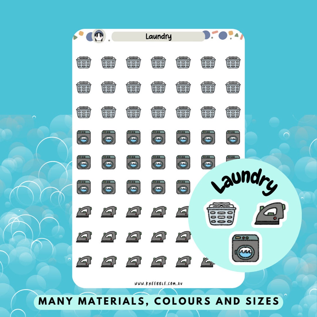 Laundry Stickers, Wash Day Planner Stickers, Iron Stickers, Washing ...