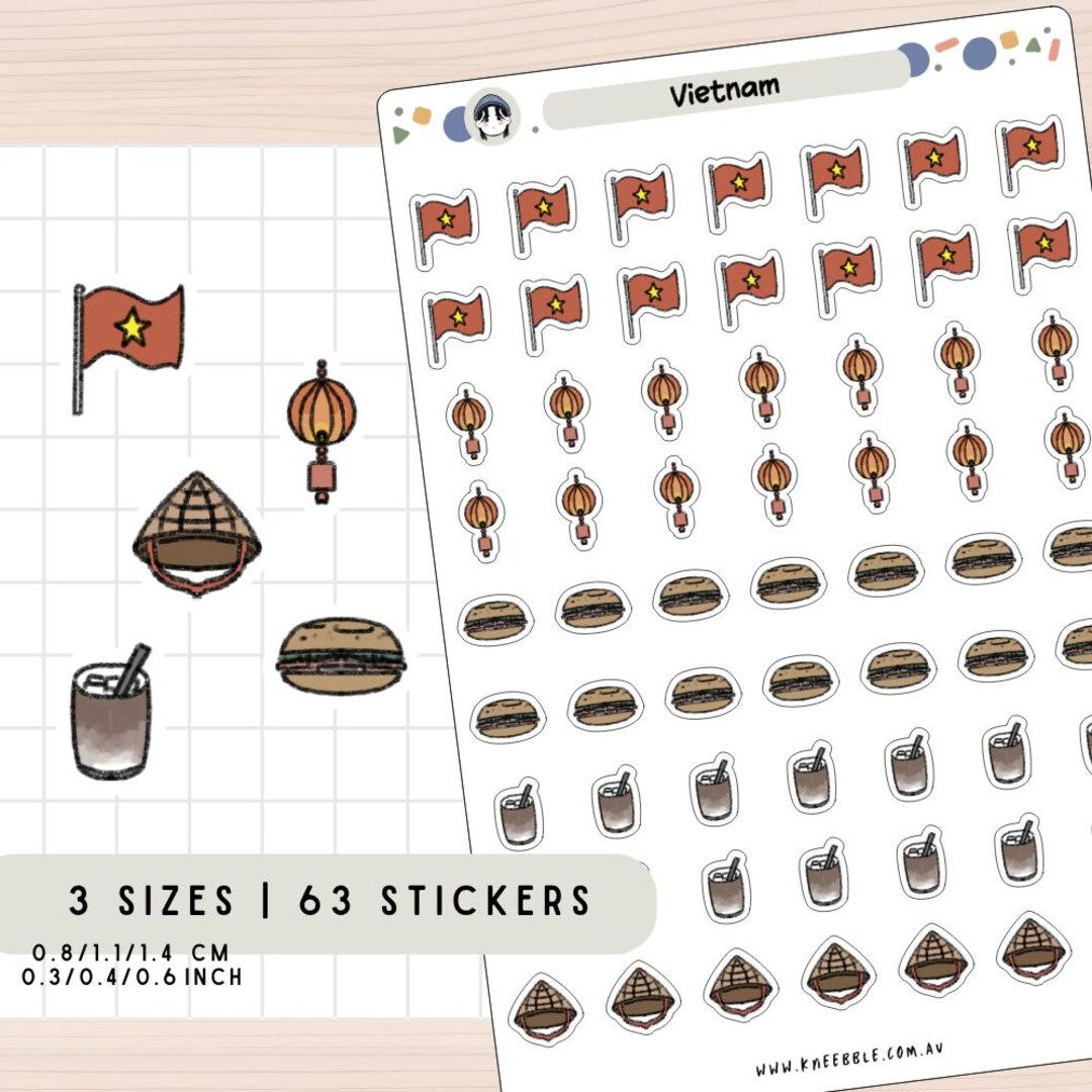 Mini Vietnam Planner Stickers, Vietnam Food Culture Theme Style ...