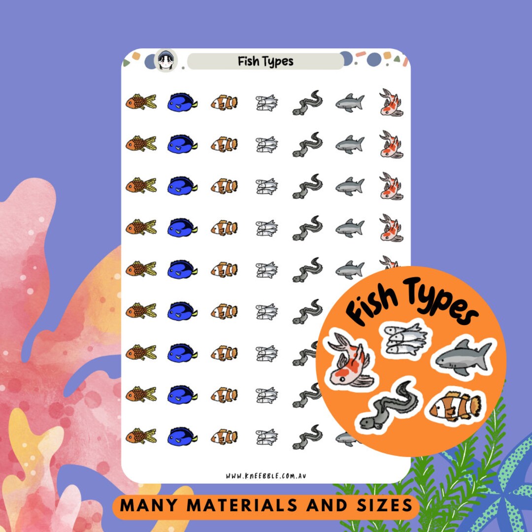 Fish Planner Stickers, Animal Aquarium Stickers, Sea Creature Tropical ...