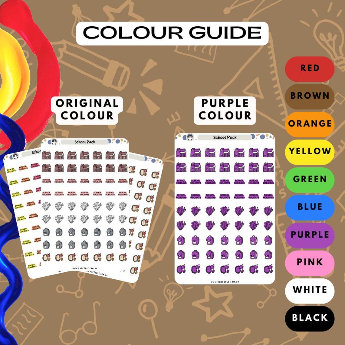 School Stickers, Study Diary Planner, Homework Exams Subjects, Teacher ...