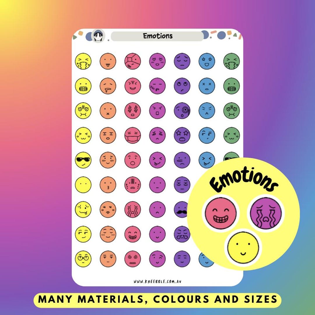 Emotion Face Stickers, Emoticon Feeling Sticker Sheet, Emoji Sticker ...