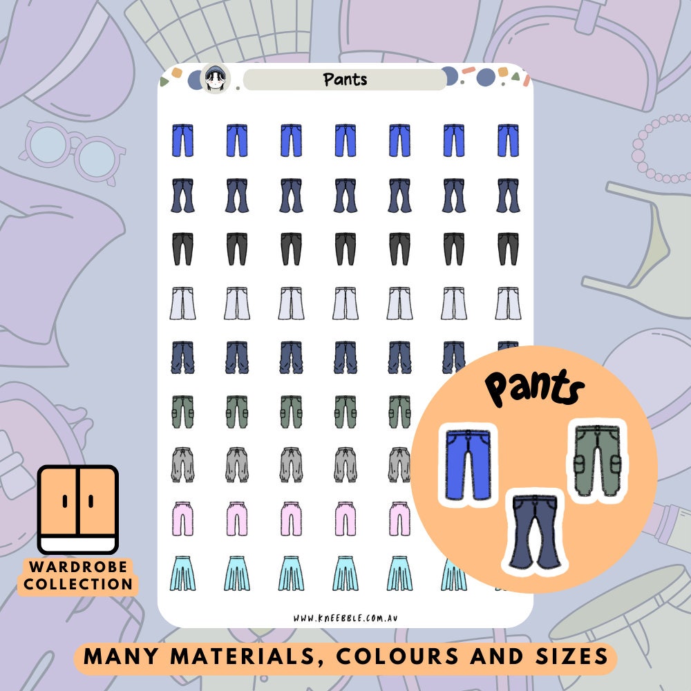 Pants Stickers, Clothing Stickers, Fashion Stickers, Bottoms Planner ...