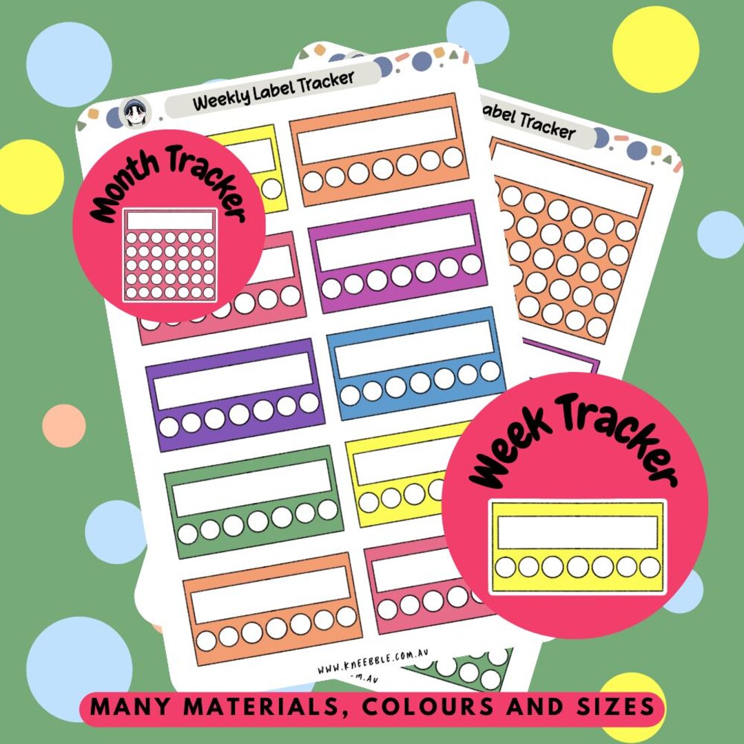 Week Month Circle Label Tracker Planner Stickers, Weekly Monthly Goal ...