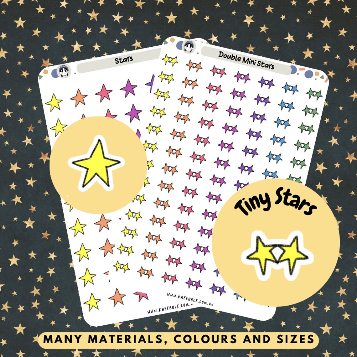 Tiny Star Stickers, Double Star Stickers, Star Icon Sticker Sheet for ...