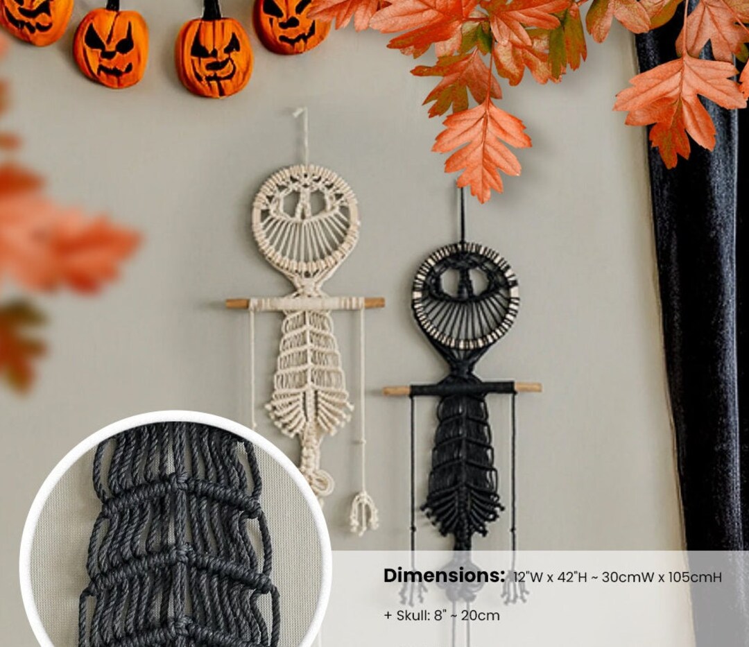 Skeleton Halloween Decor Macrame Wall Hanging,halloween Window ...