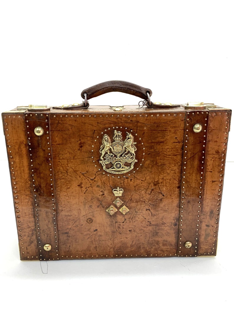 Antique Vintage Leather on Oak Dispatch Case - Etsy UK