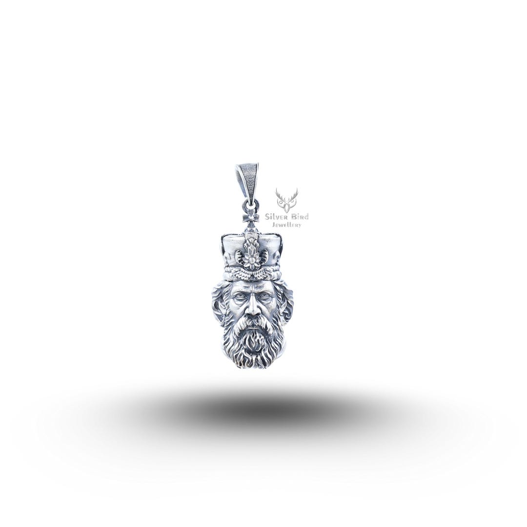 3d Royal Emperor King Crown Beard Pendant 925 Silver Gift Men Birthday ...