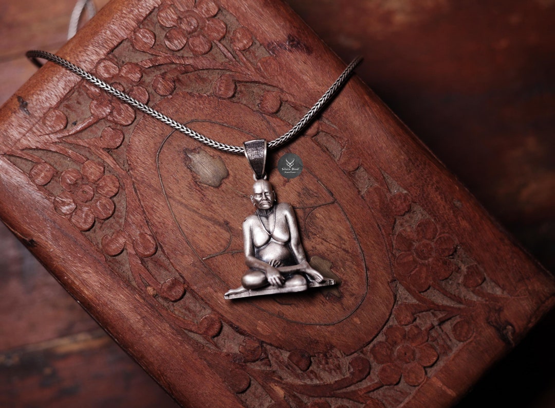 Swami Samarth 925 Sterling Silver Pendant Spiritual Meditative Charm ...