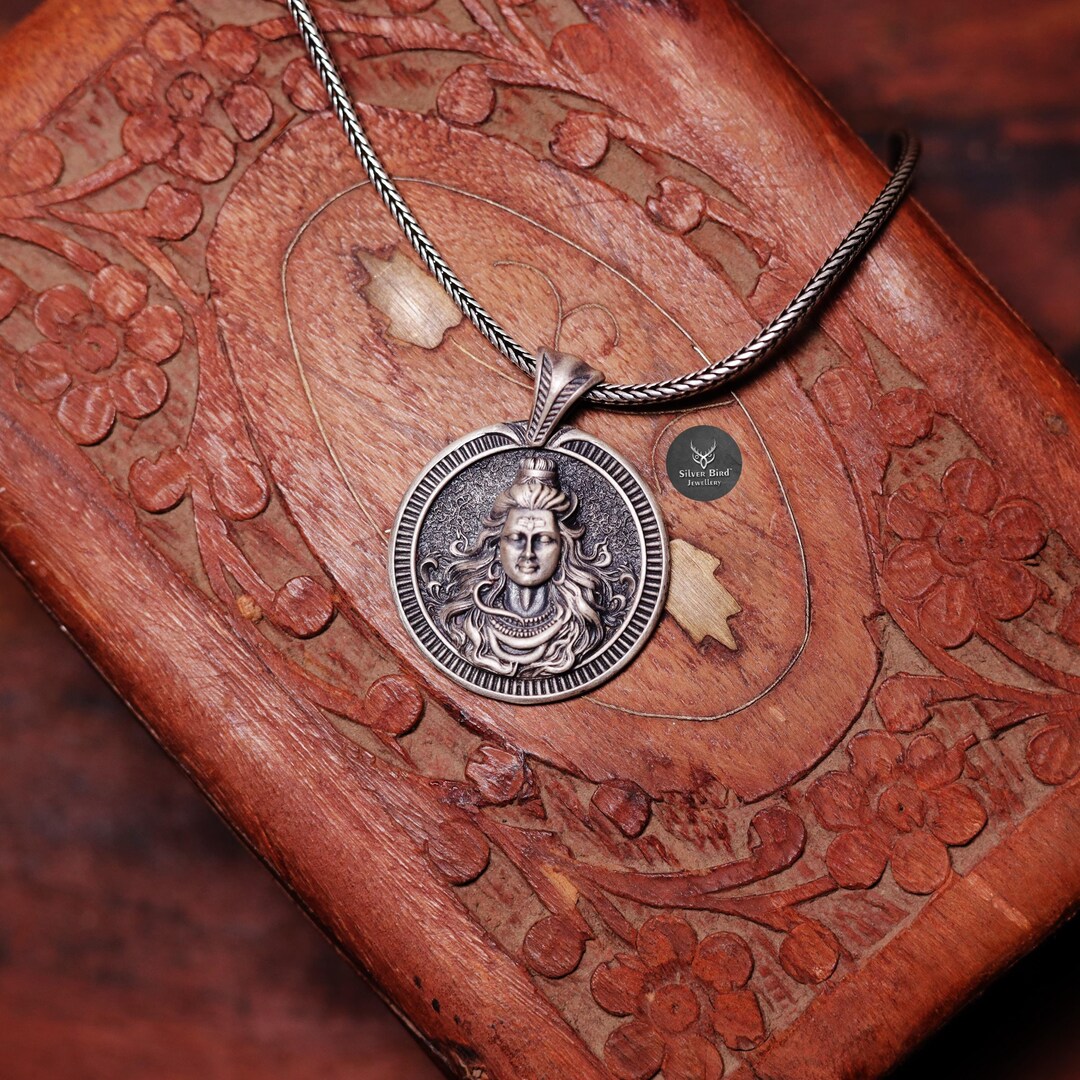 Lord Shiva Pendant in 925 Sterling Silver Intricate Medallion Design ...