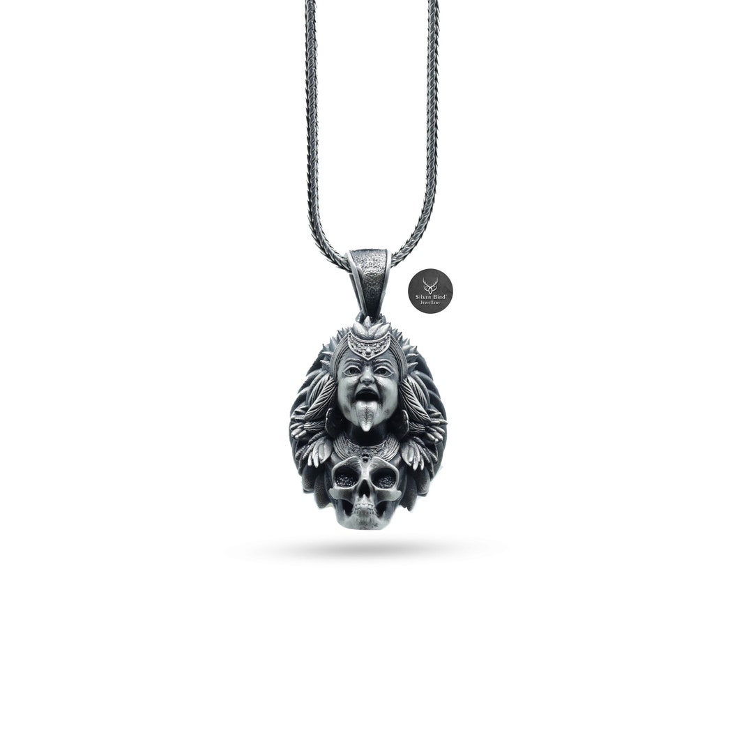 Kali Maa 3d Godess Power Skulls 925 Sterling Silver Men Biker Rider ...