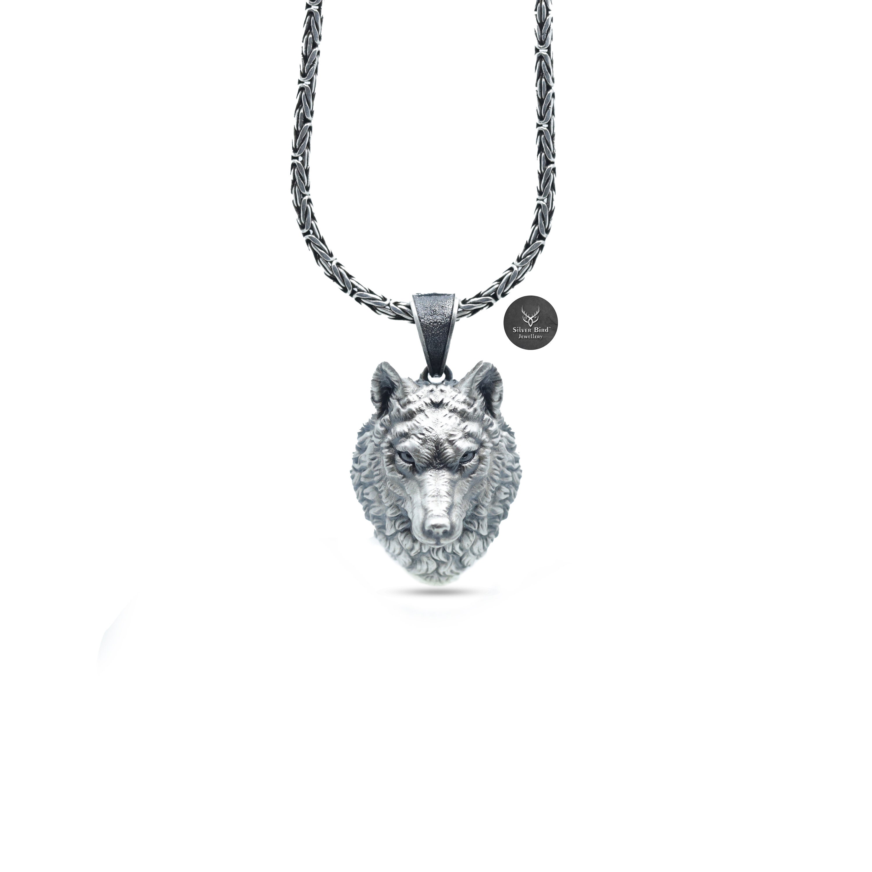 Wild Wolf Head Warlock Swallow Jungle Animal Pendant Oxidized 925 ...