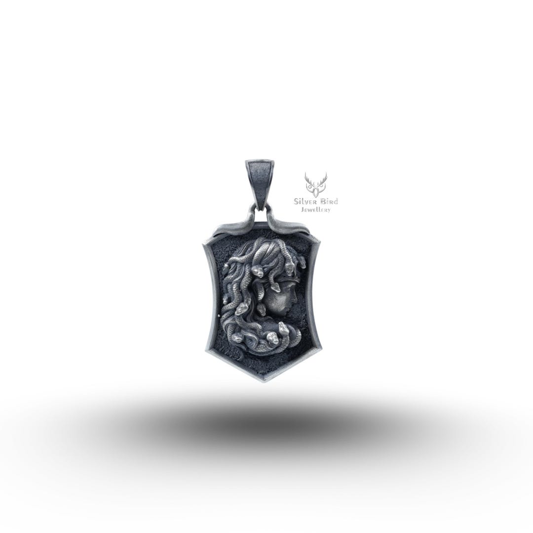 Greek Goddess Medusa Snakes Sheild 925 Sterling Silver Pendant - Etsy