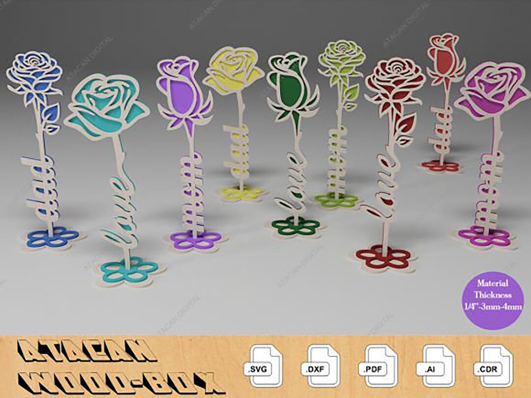 Two Layered Rose Laser Cut Svg Files Vector Files for Wood - Etsy