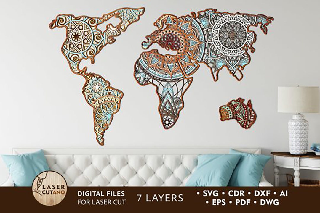 World Map Laser Files for Cutting Svg and Map Laser Engraving - Etsy