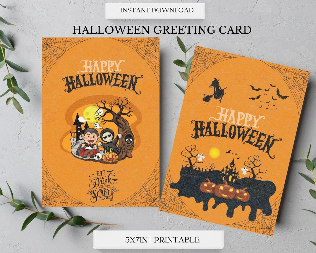Halloween Greeting Card Printable Halloween Greeting Card - Etsy