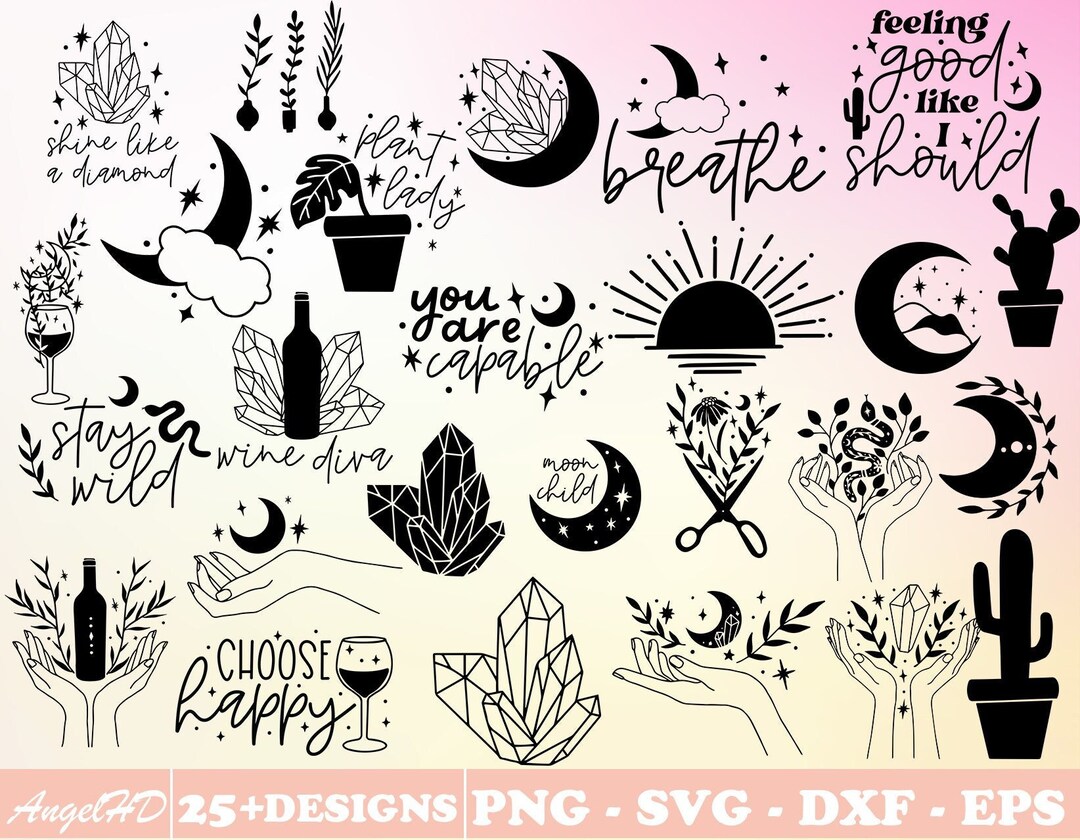 25 Designs Boho Svg Bundle Layered Item, Clipart, Cricut, Digital ...