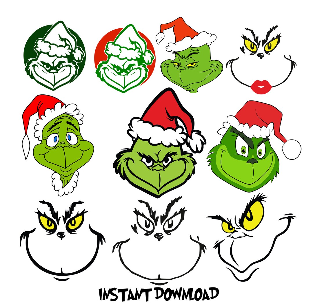 Layered Grinch Face Svg Bundle Clipart Cricut Digital Vector - Etsy Canada