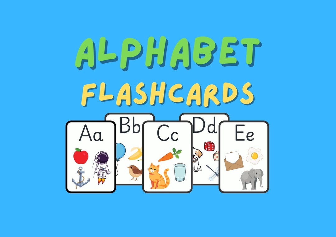 Printable Alphabet Flashcards: A-Z Learning Cards (PDF Download) - Etsy