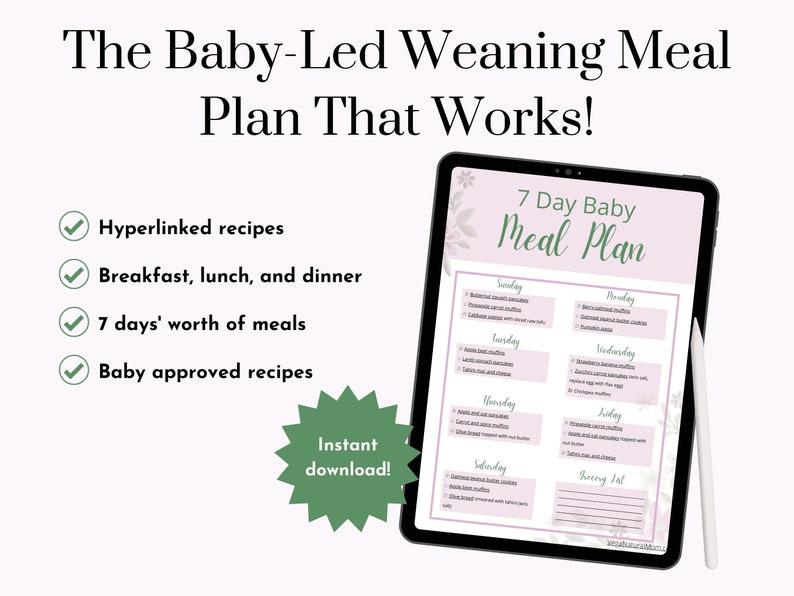7-day Baby Meal Plan Baby-led Weaning Meal Plan Vegan Food - Etsy