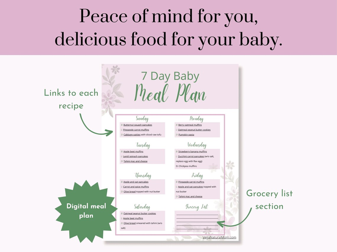 7-day Baby Meal Plan | Baby-led Weaning Meal Plan | Vegan Food Recipes ...
