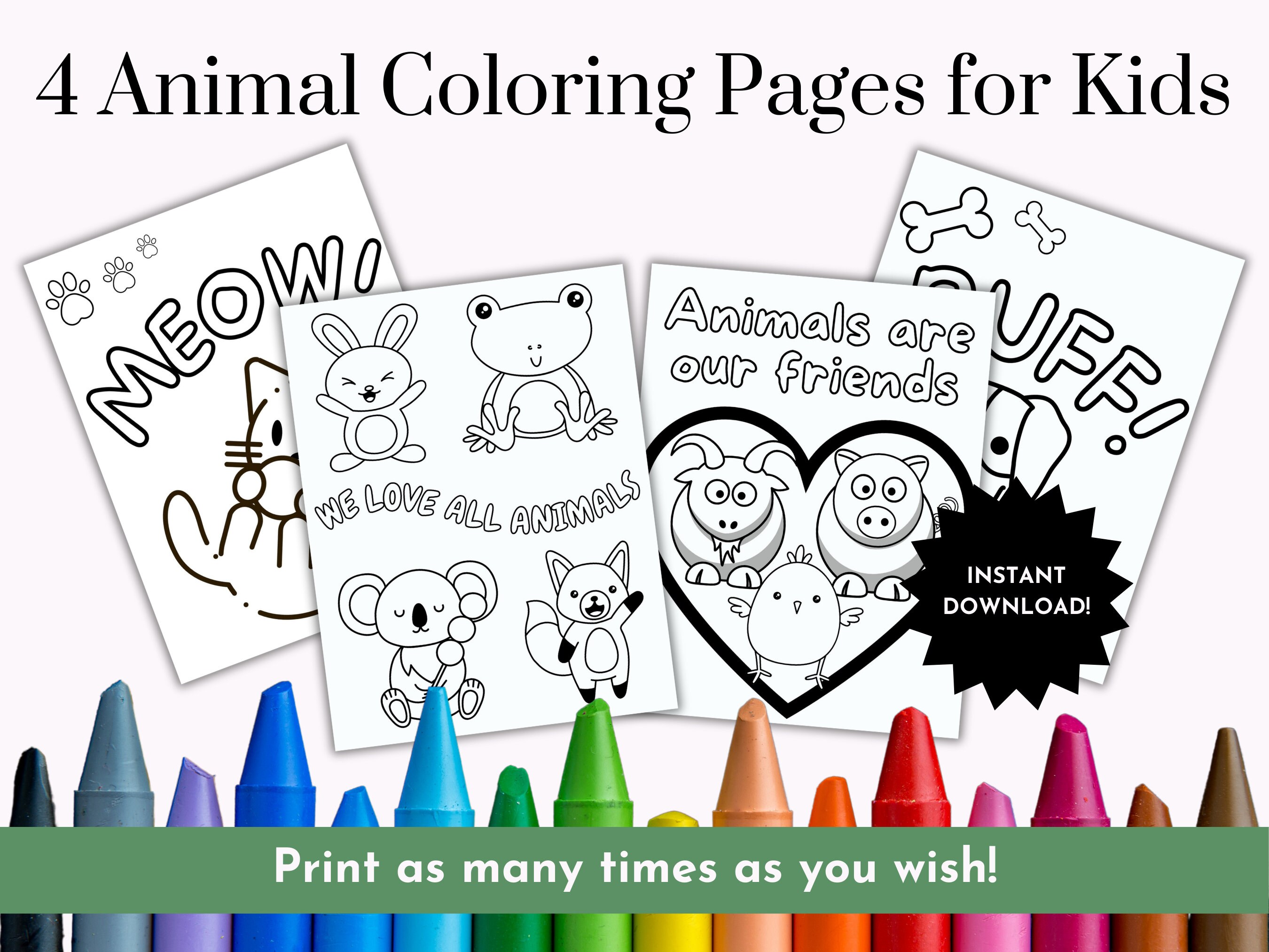 Animal Coloring Pages | 4 Coloring Pages for Kids | Activities for Kids ...