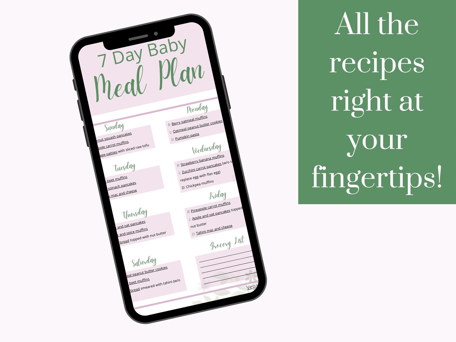 7-day Baby Meal Plan | Baby-led Weaning Meal Plan | Vegan Food Recipes ...