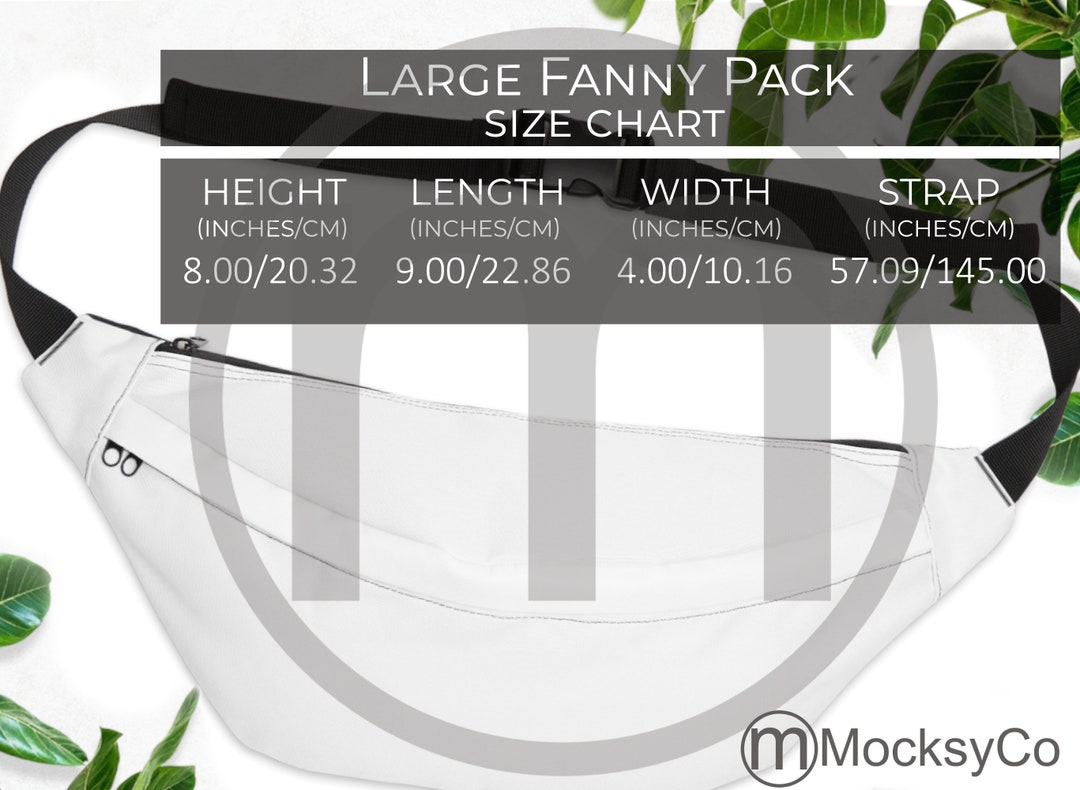 Smart Printee Large Fanny Pack AOP Size Chart, All Over Print Mockup ...