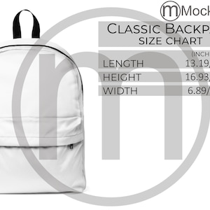 Artsadd Classic Backpack AOP Size Chart, All Over Print Mockup Imperial ...