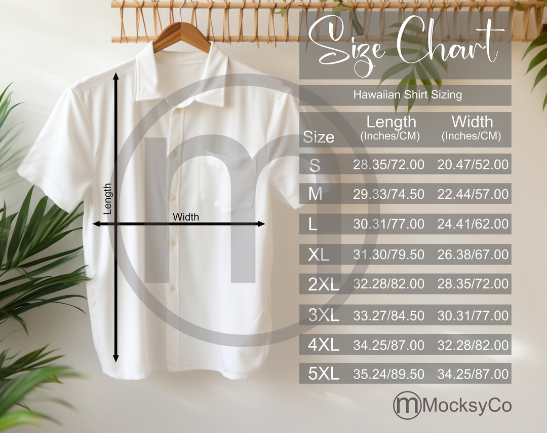 Artsadd Hawaiian Shirt AOP Size Chart All Over Print Mockup, Imperial ...