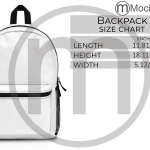 MWW Backpack AOP Size Chart, All Over Print Mockup, Imperial Metric ...