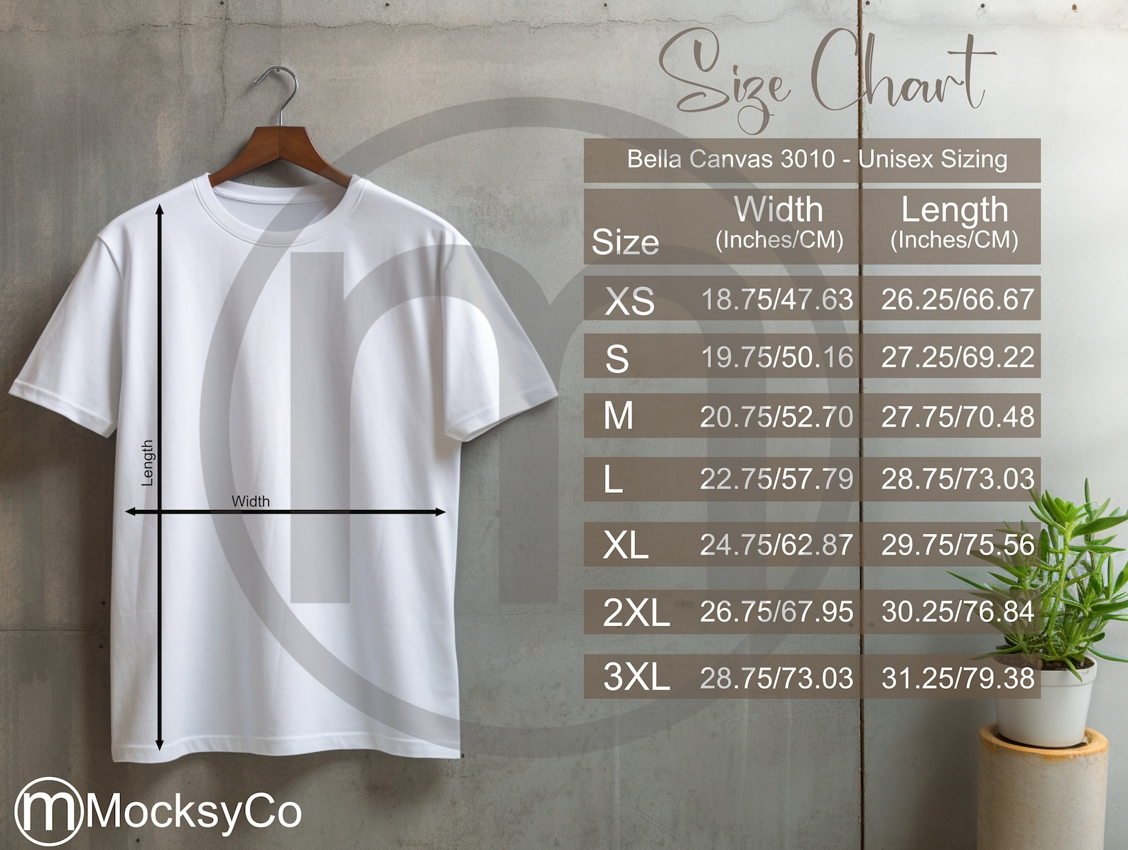 Bella Canvas 3010 Oversized Boxy Tshirt Size Chart, Imperial and Metric ...