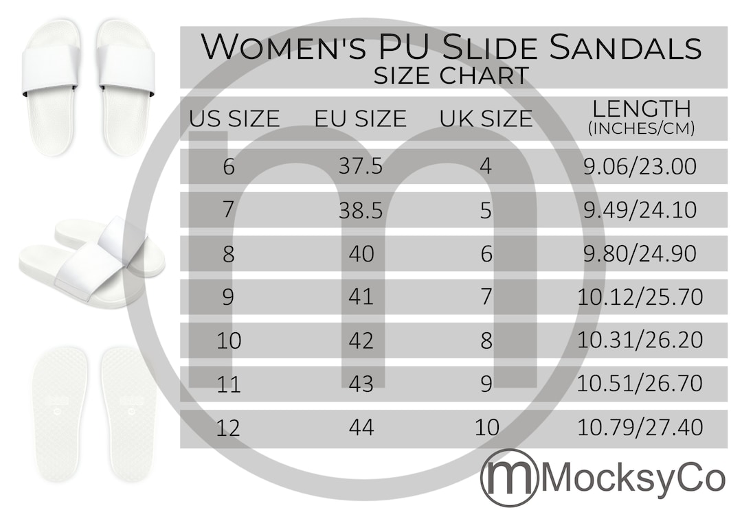 Deco Slides Women's PU Slide Sandals AOP Size Chart All Over Print ...